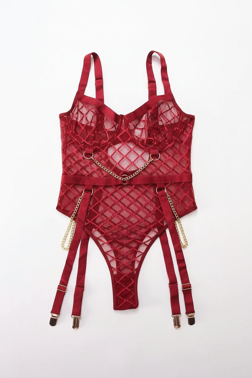 Celestine Lace Harness Garter Set – Blush Pink Lingerie – StylinArts
